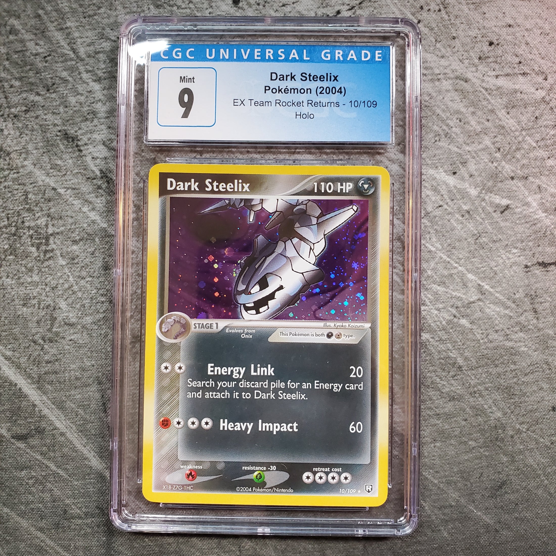 CGC 9 Dark Steelix 10/109 Rare Holo Pokémon EX Team Rocket Returns ...